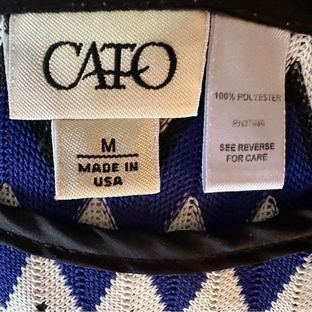 Cato | Sweaters | Cato Women Medium Blue Black White Zigzag Print ...